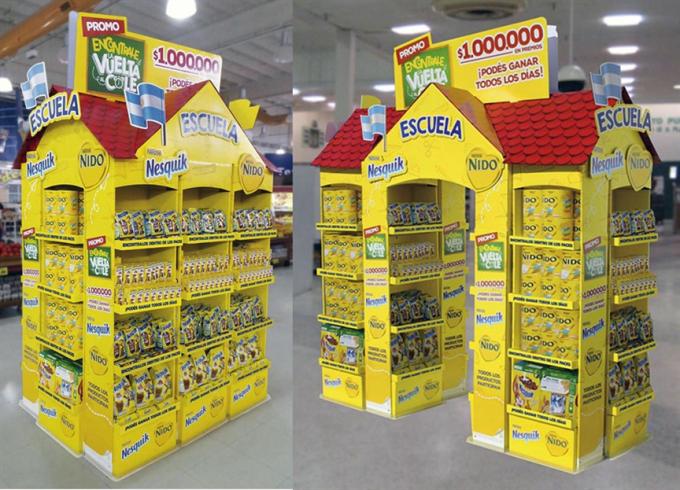 Cardboard Retail Shipper Display 1 Tier With Round Hole Divider